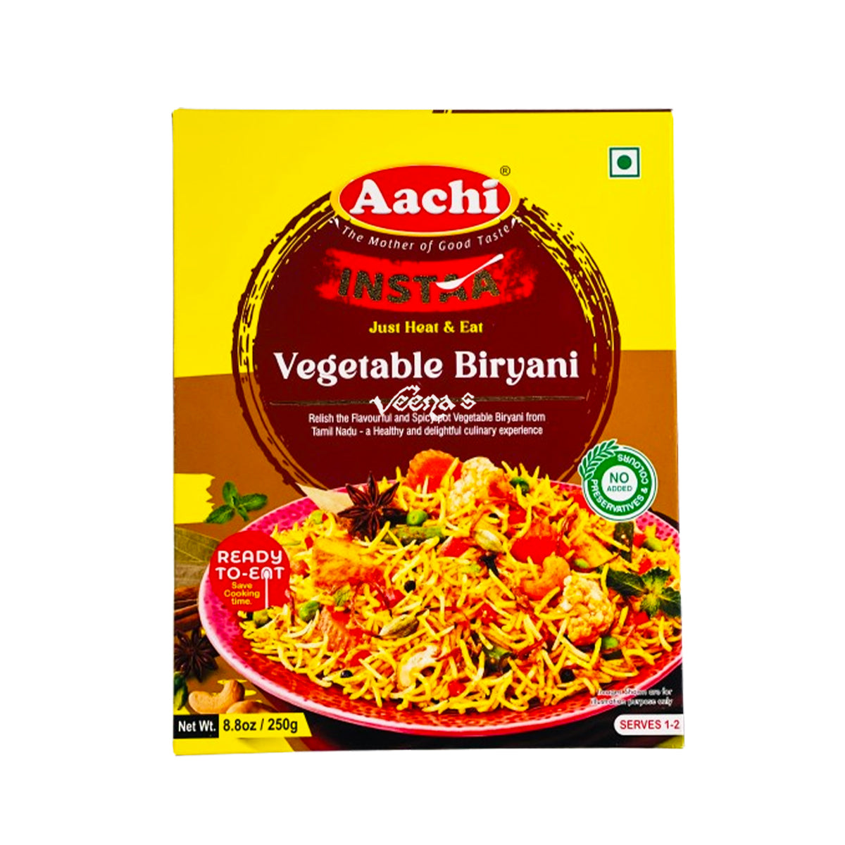 Buy Aachi Heat & Eat Vegetable Biryani 250g Online in the UK– veenas.com