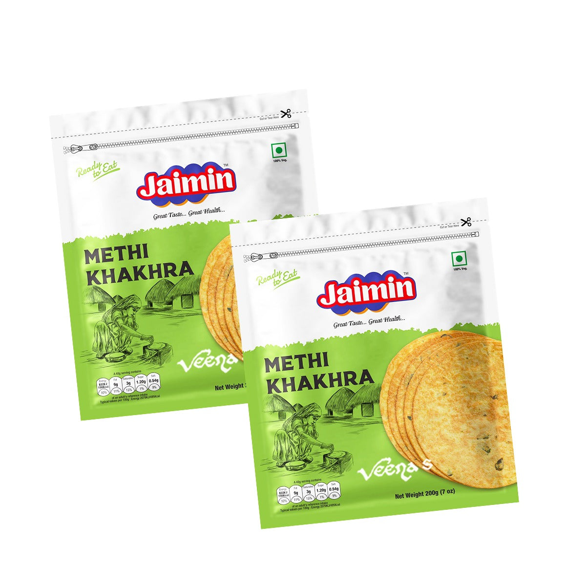Buy Jaimin Methi Khakhra 200g (Pack of 2) Online in UK | Veena’s ...