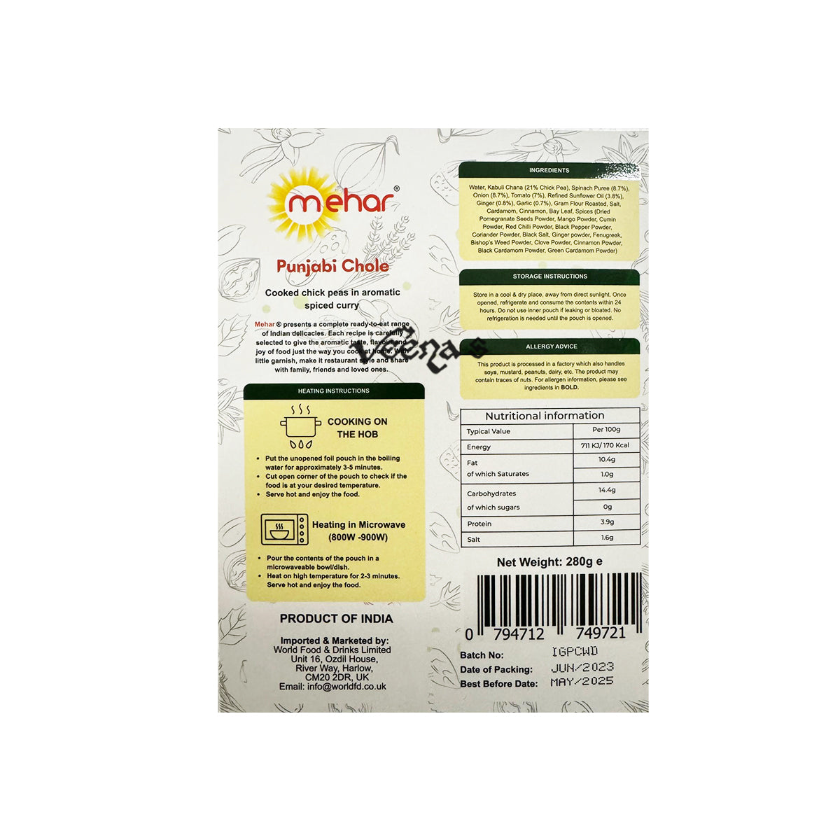 Mehar Punjabi Chole 280g– veenas.com