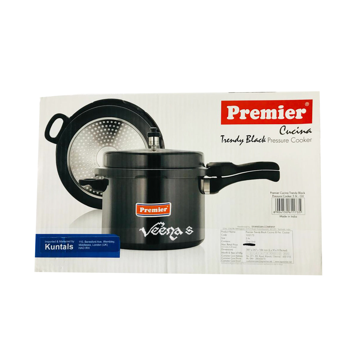 Premier Black pressure Cooker 5 lit– veenas.com