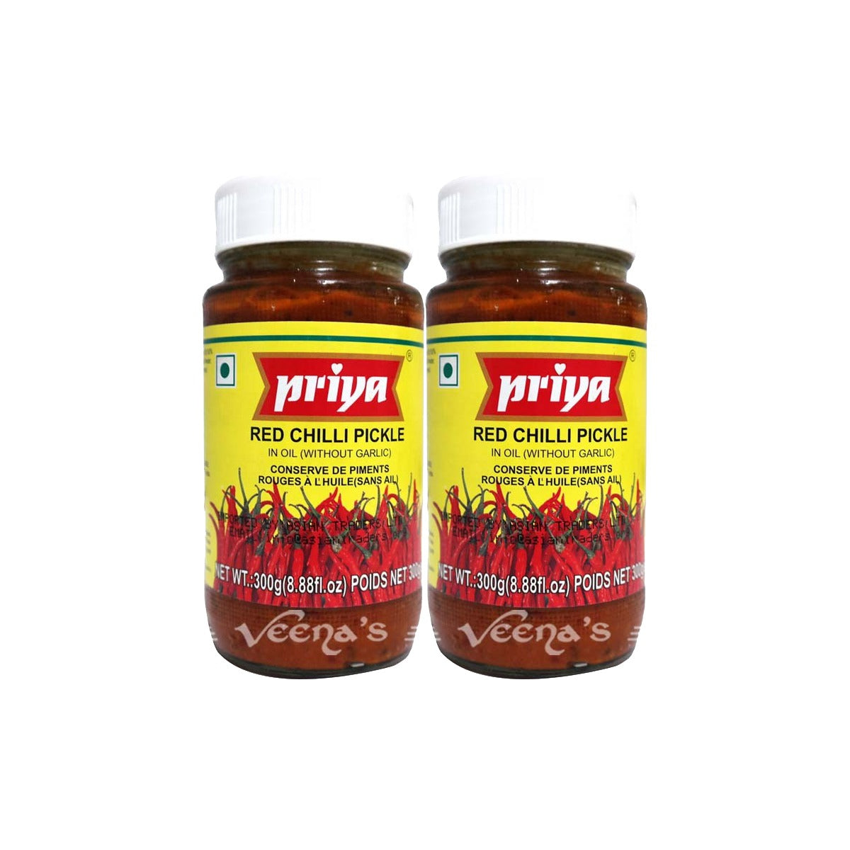 Priya Red Chilli Pickle (Pack of 2)300g– veenas.com