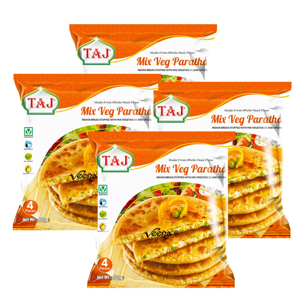 Taj Mixed Veg Paratha(Pack of 4) 400g– veenas.com