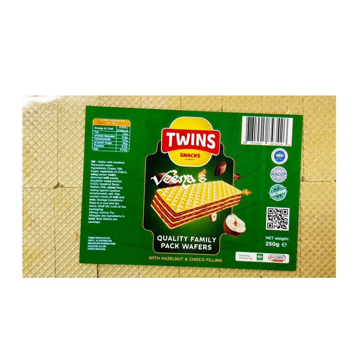 Twins Family Pack Wafers with Hazelnut & Choco Filling 250g– veenas.com