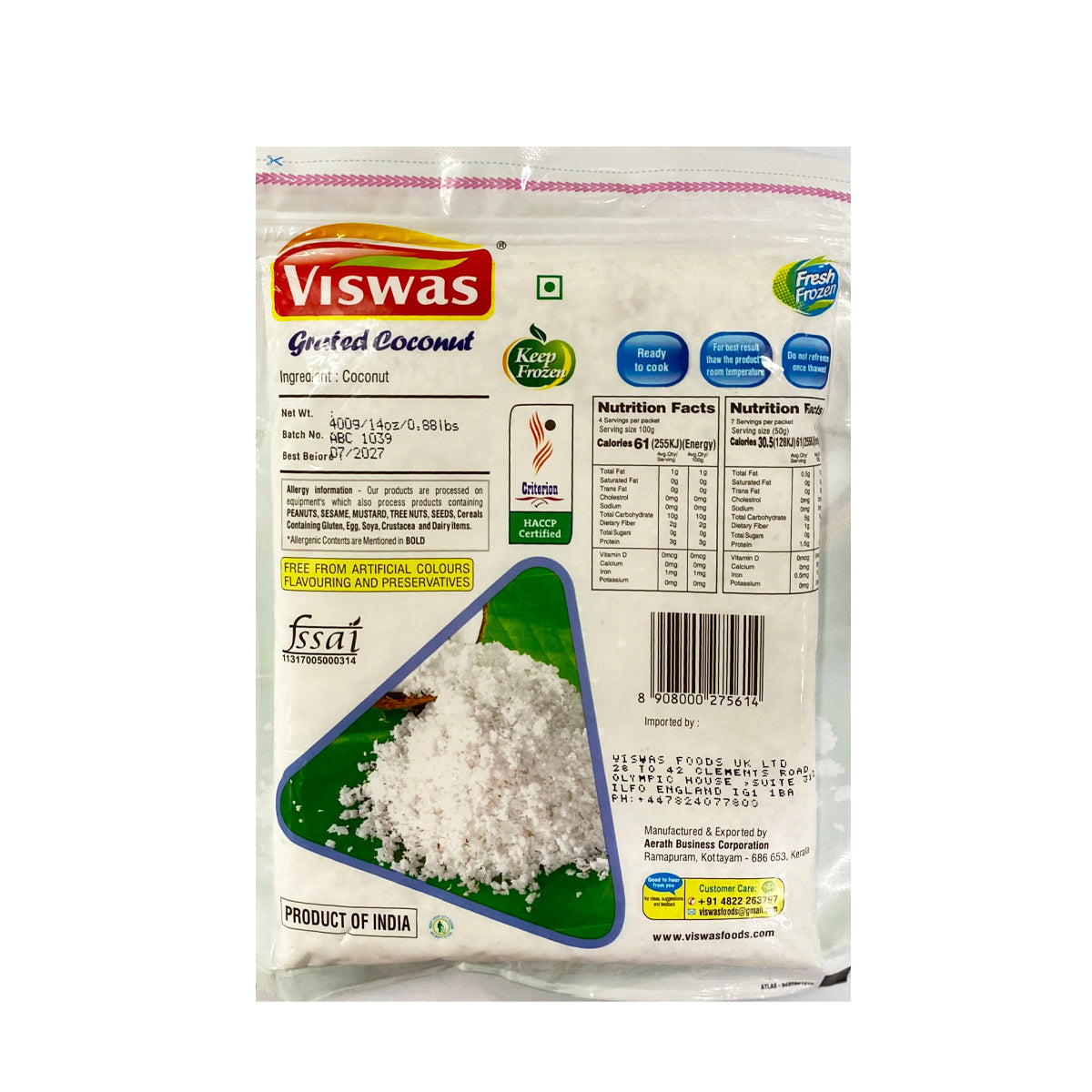 Buy Viswas Grated Coconut 400g Online in UK | Veena’s – veenas.com