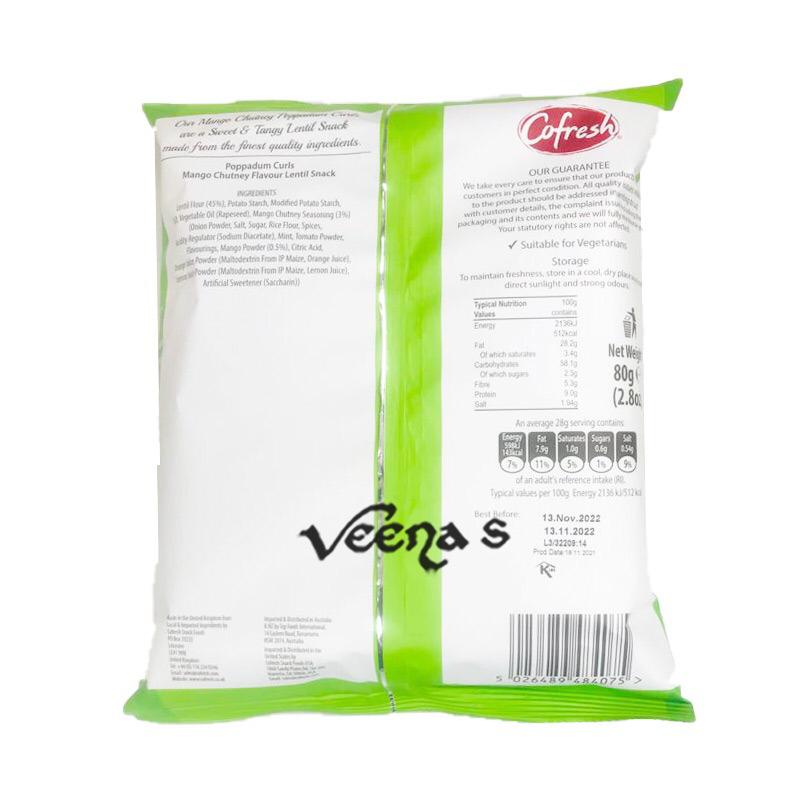 Cofresh Mango Chutney Poppadum Curls 80g– veenas.com