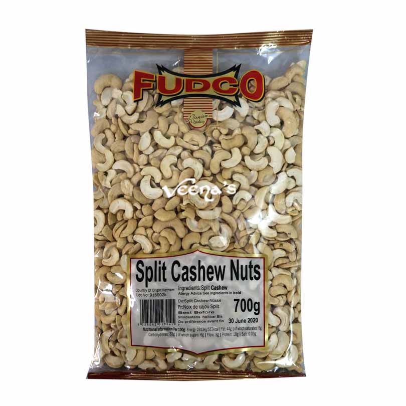 Buy Fudco Split Cashew Nuts Online in UK | Veena’s– veenas.com