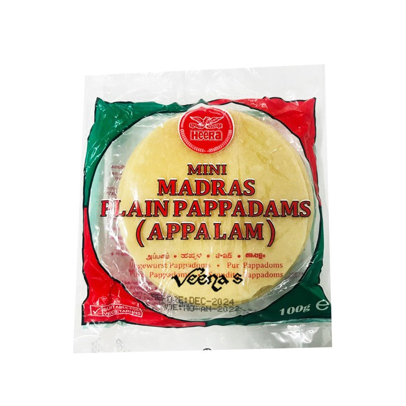 Heera Appalam(Mini Madras Papadum)3 Inch - 100g– veenas.com